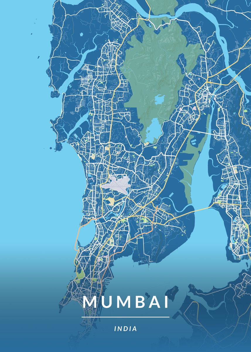 'Mumbai India' Poster, picture, metal print, paint by MappaMaps | Displate