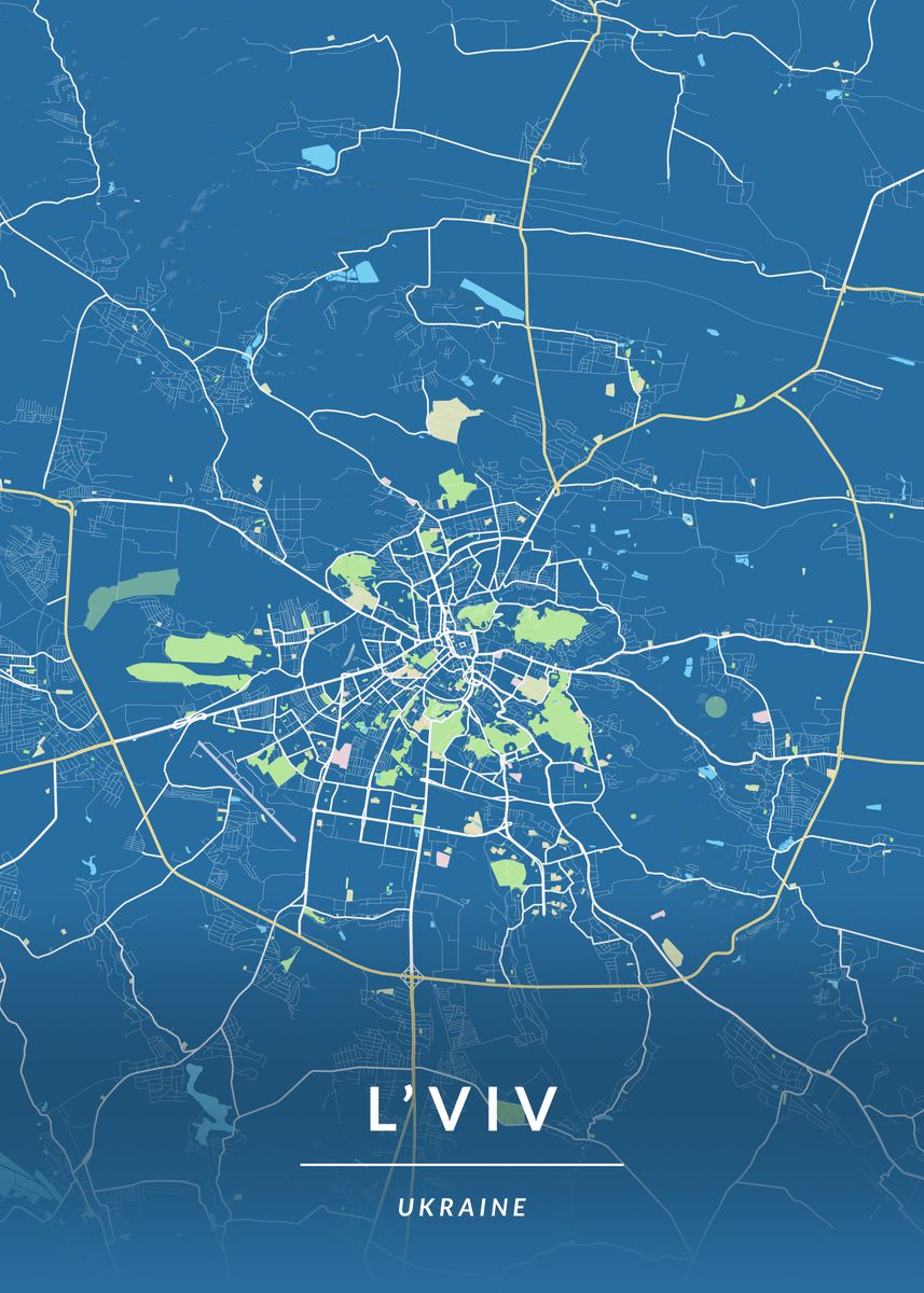 'Lviv Ukraine' Poster, picture, metal print, paint by MappaMaps | Displate