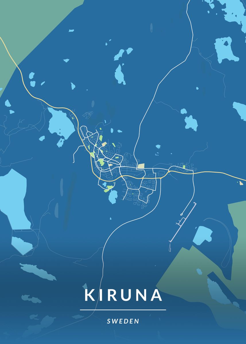 'Kiruna Sweden' Poster, picture, metal print, paint by MappaMaps | Displate