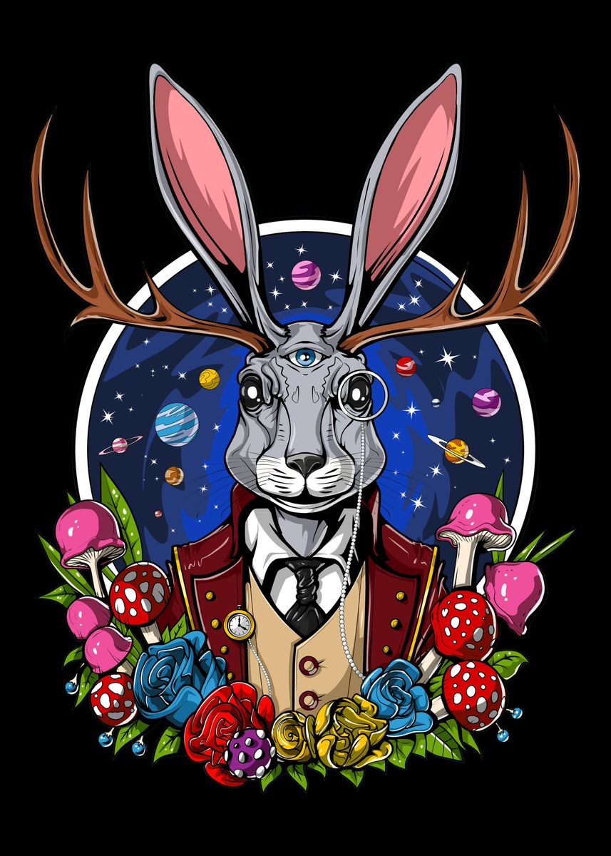 'Cryptid Jackalope ' Poster, picture, metal print, paint by ...