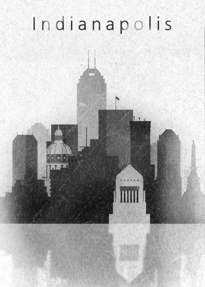 'Indianapolis Skyline' Poster, picture, metal print, paint by Dim ...