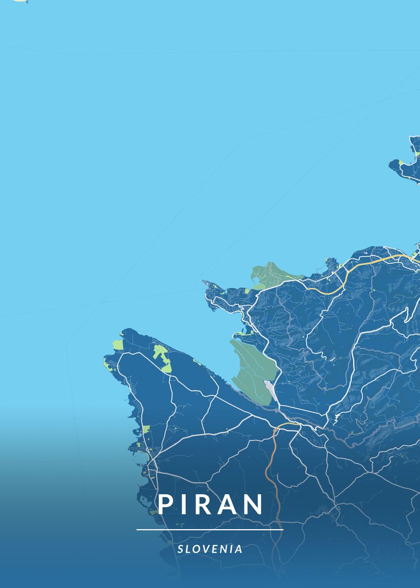 'Piran Slovenia' Poster, picture, metal print, paint by MappaMaps ...