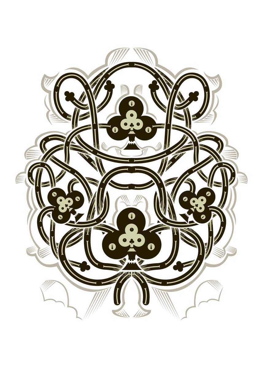 'Clubs Playing Card' Poster, picture, metal print, paint by NeoD | Displate