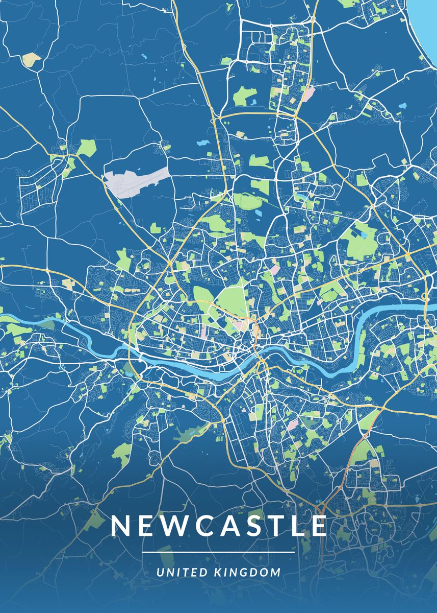 'Newcastle UK' Poster, picture, metal print, paint by MappaMaps | Displate