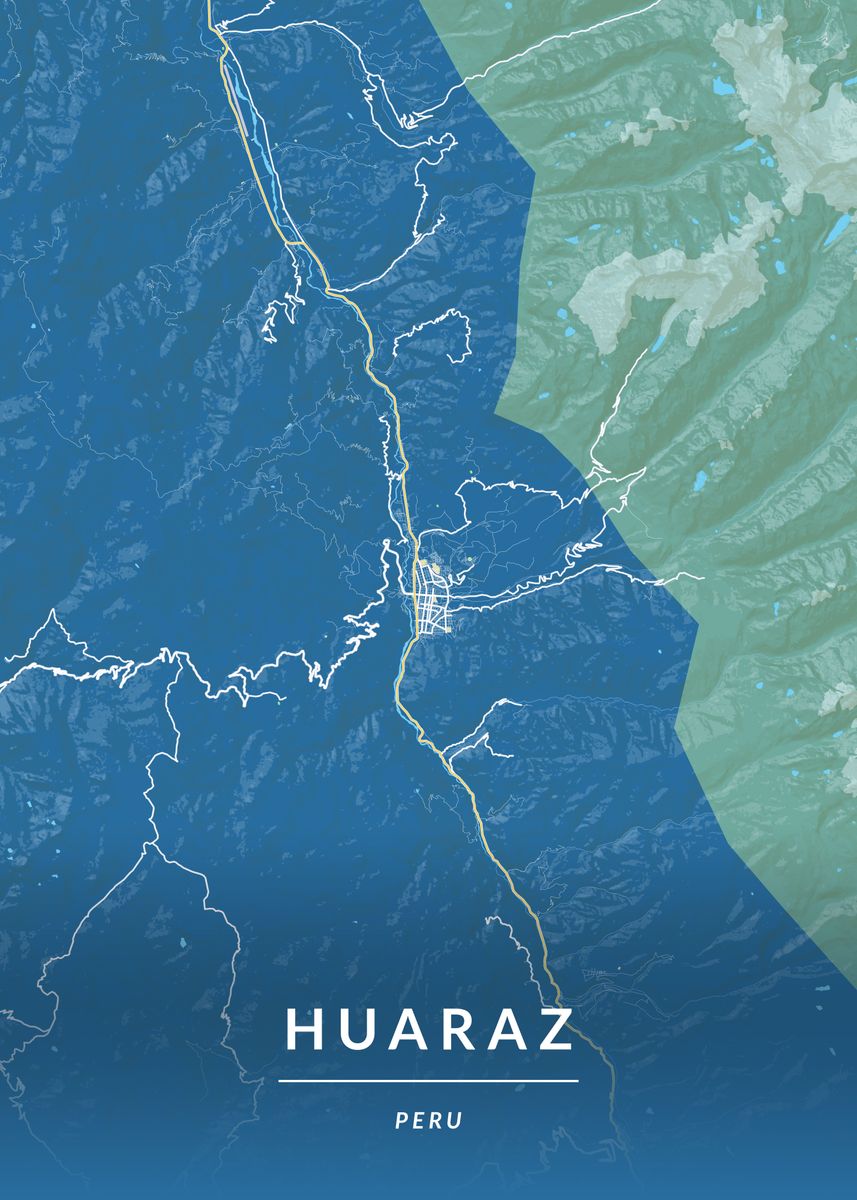 'Huaraz Peru' Poster, picture, metal print, paint by MappaMaps | Displate