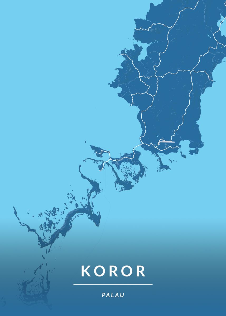 'Koror Palau' Poster, picture, metal print, paint by MappaMaps | Displate