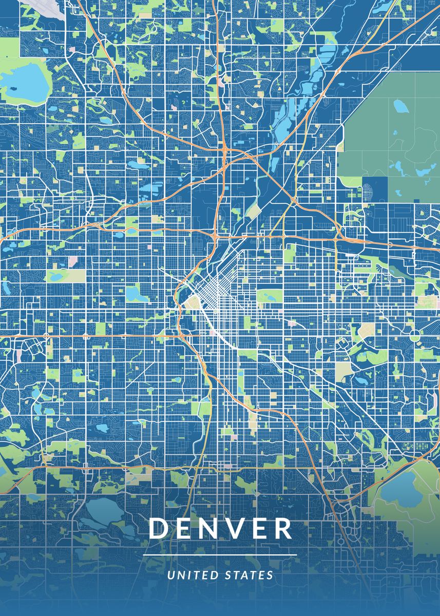 'Denver USA' Poster, picture, metal print, paint by MappaMaps | Displate