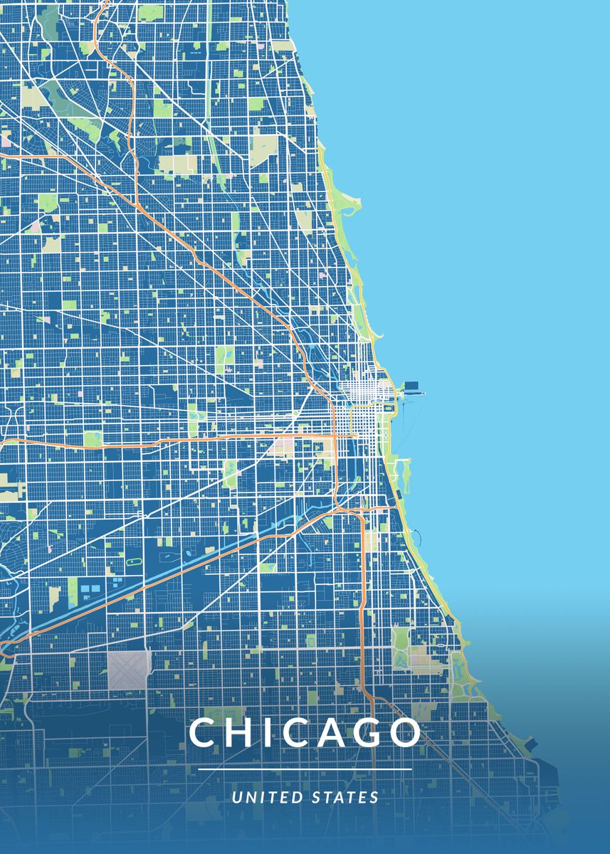 'Chicago USA' Poster by MappaMaps | Displate