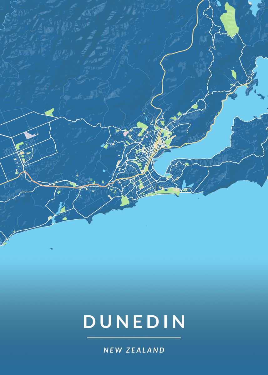 'Dunedin New Zealand' Poster, picture, metal print, paint by MappaMaps ...