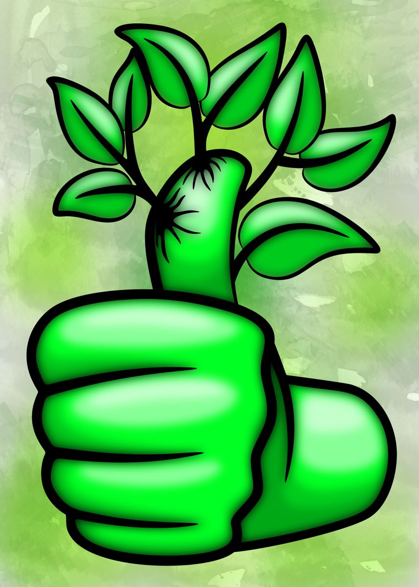 'Green Hand Thumb Up' Poster, picture, metal print, paint by Bluedarkat ...