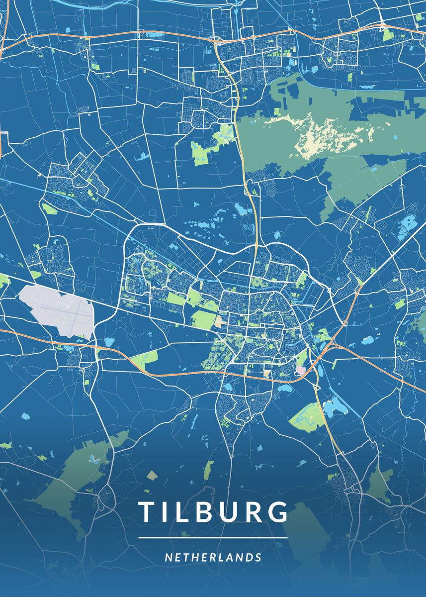 'Tilburg Netherlands' Poster, picture, metal print, paint by MappaMaps ...