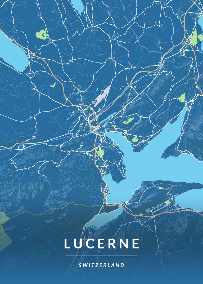 'Lucerne Switzerland' Poster, picture, metal print, paint by MappaMaps ...