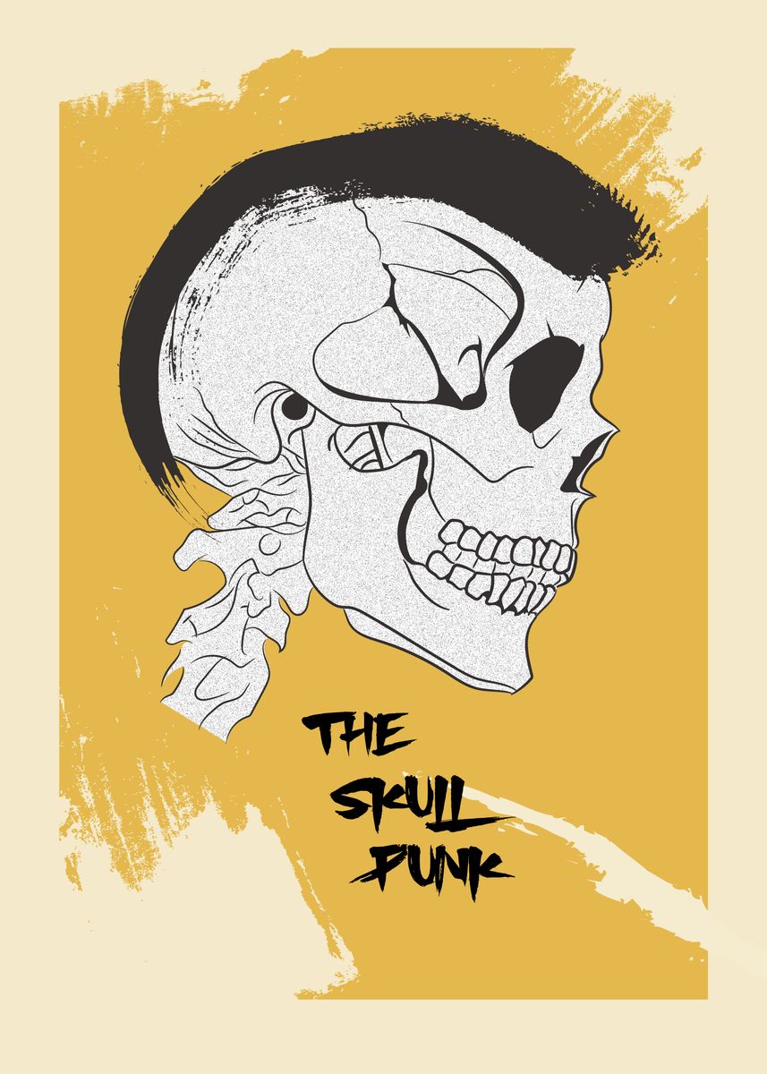 'The Skull Punk' Poster, picture, metal print, paint by Emanuely Heyt ...