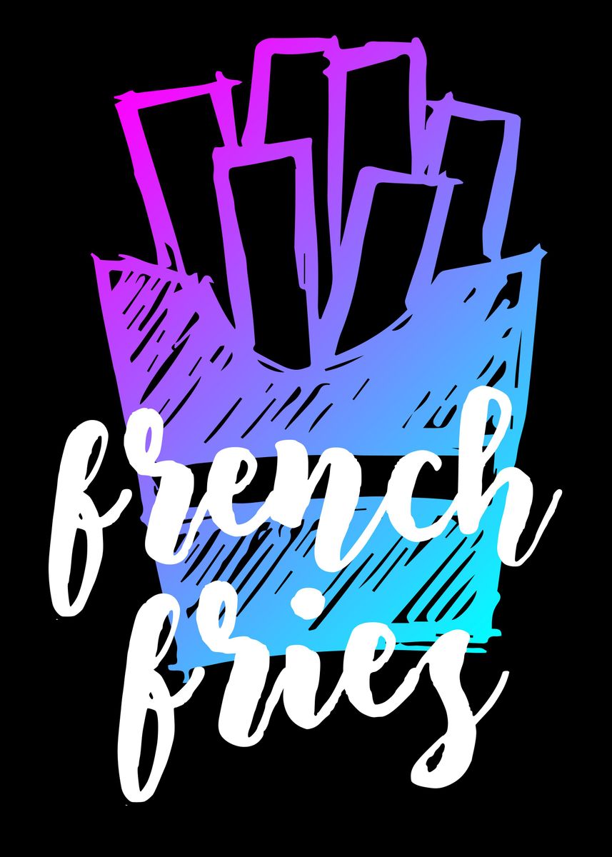 'Neon Fries Food 12' Poster, picture, metal print, paint by Maricris M ...