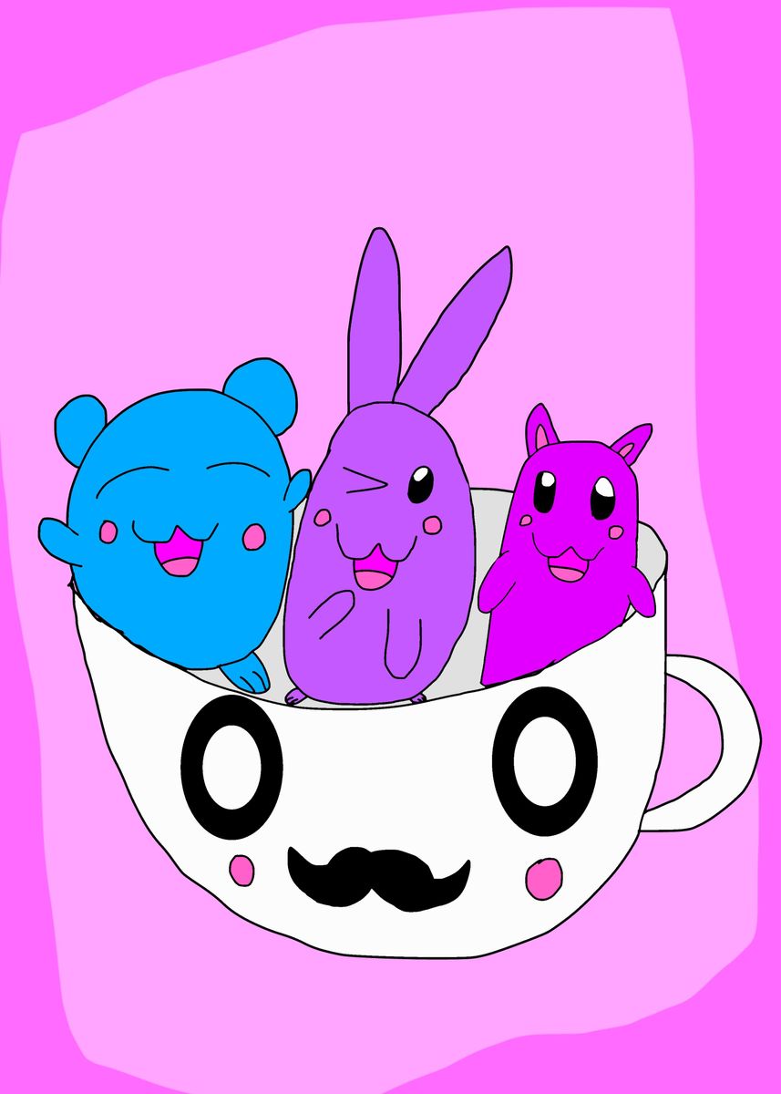 'Kawaii Cup' Poster, picture, metal print, paint by Cathryn Paulus ...