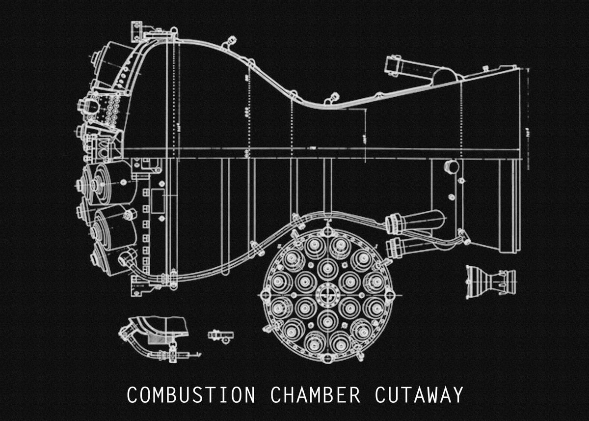 'COMBUSTION CHAMBER CUTAWAY' Poster by Blueprint Expert | Displate