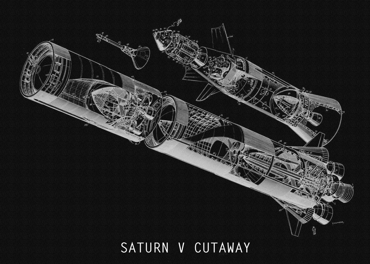 'SATURN V CUTAWAY' Poster by Blueprint Expert | Displate