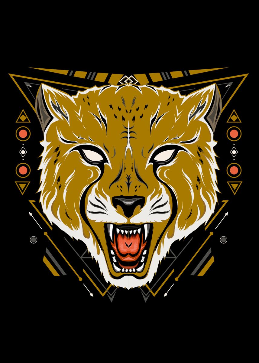 'cheetah face illustration' Poster, picture, metal print, paint by ...