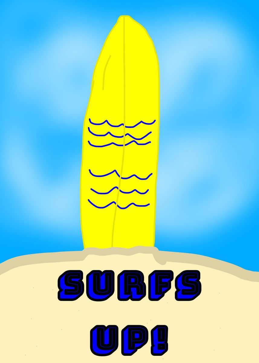 'Surfs Up' Poster, picture, metal print, paint by Cathryn Paulus | Displate