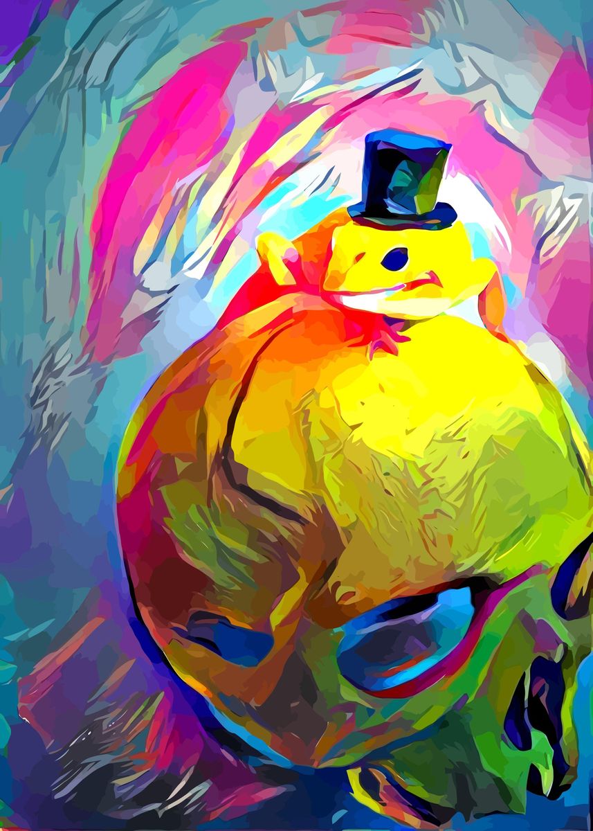 'Gecko On Skull ' Poster, picture, metal print, paint by Whoisangulo ...