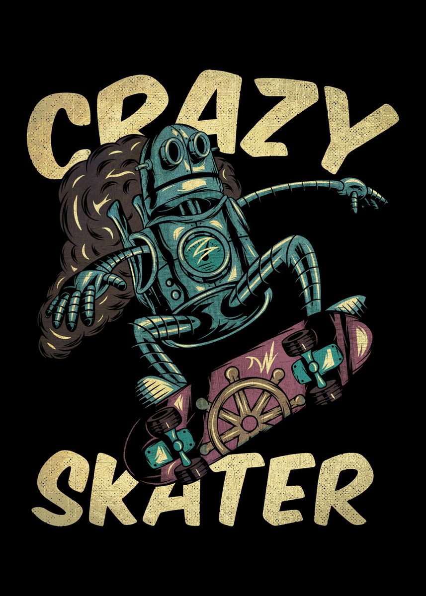 'crazy skater' Poster, picture, metal print, paint by Gab Fernando ...