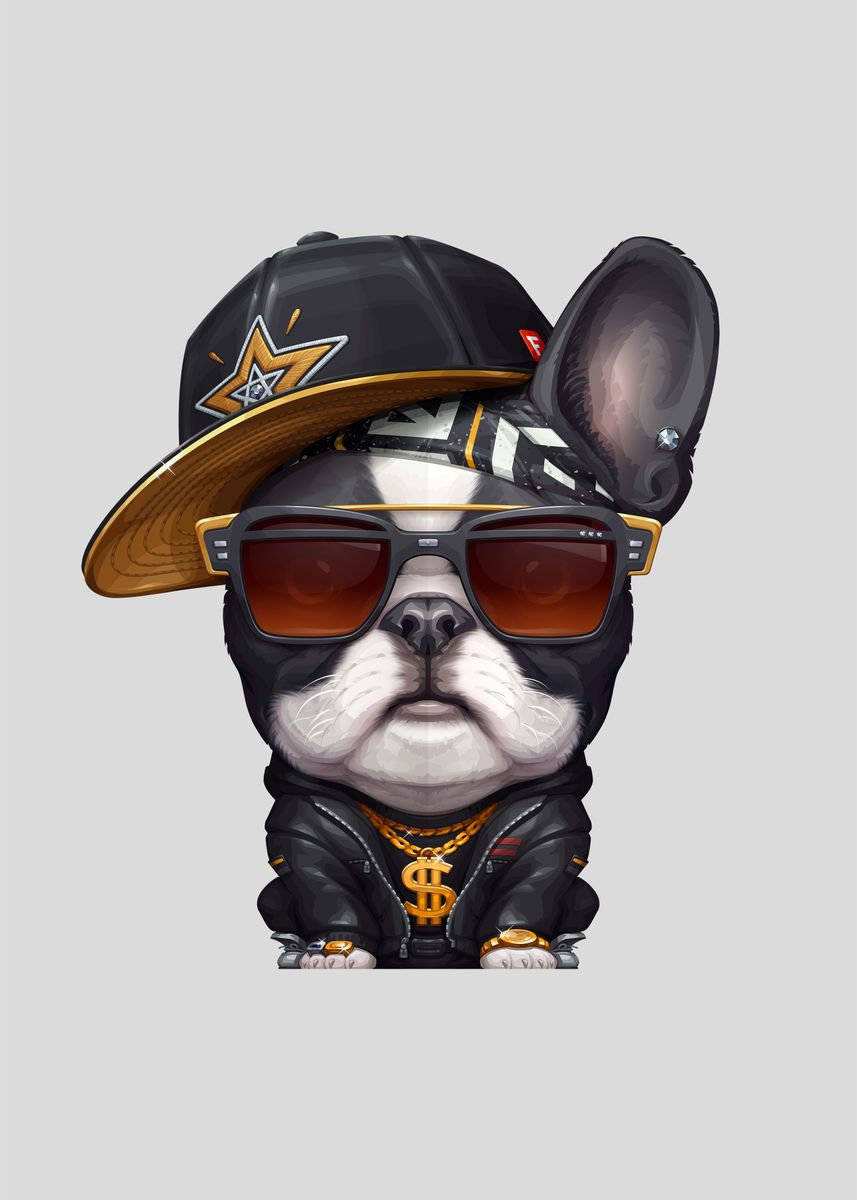 'Brindle Pied Frenchie Rap' Poster, picture, metal print, paint by ...