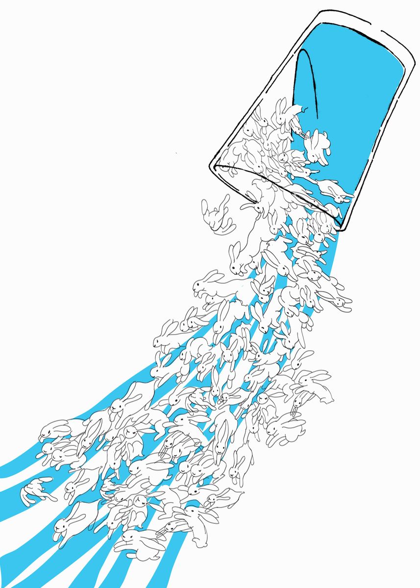 'Water rabbit' Poster, picture, metal print, paint by Deep root Bkk ...