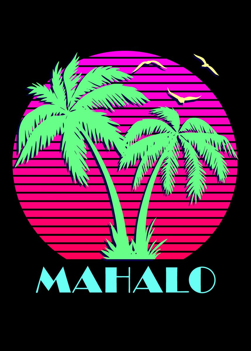 'Mahalo Pink Sunset' Poster, picture, metal print, paint by El Tropico ...