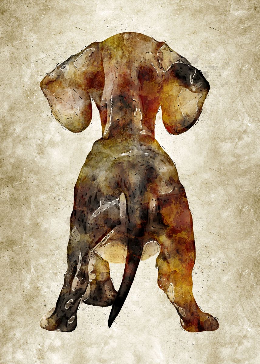 'Cute Vintage Dog ' Poster, picture, metal print, paint by Swan Dee ...