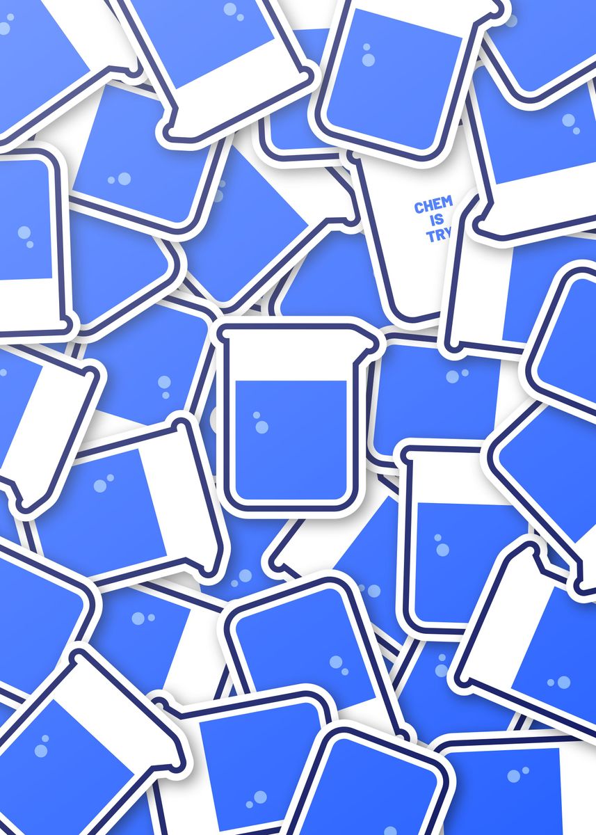 'Blue Chemical Beaker' Poster, picture, metal print, paint by Oriza Creativa | Displate