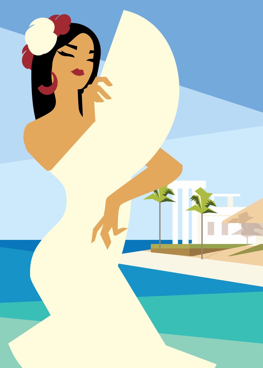 'Spanish Lady on ocean shor' Poster by Jera Jera Rad Sol | Displate