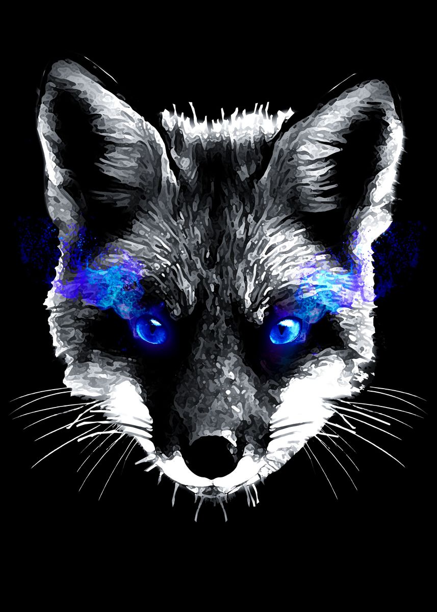 'Blue Fox' Poster, picture, metal print, paint by Astrolips | Displate