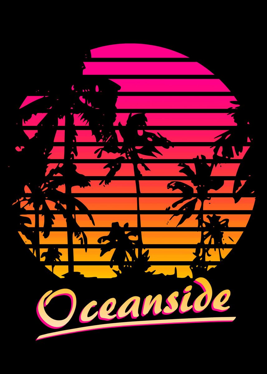 'Oceanside 80s Sunset' Poster by El Tropico | Displate