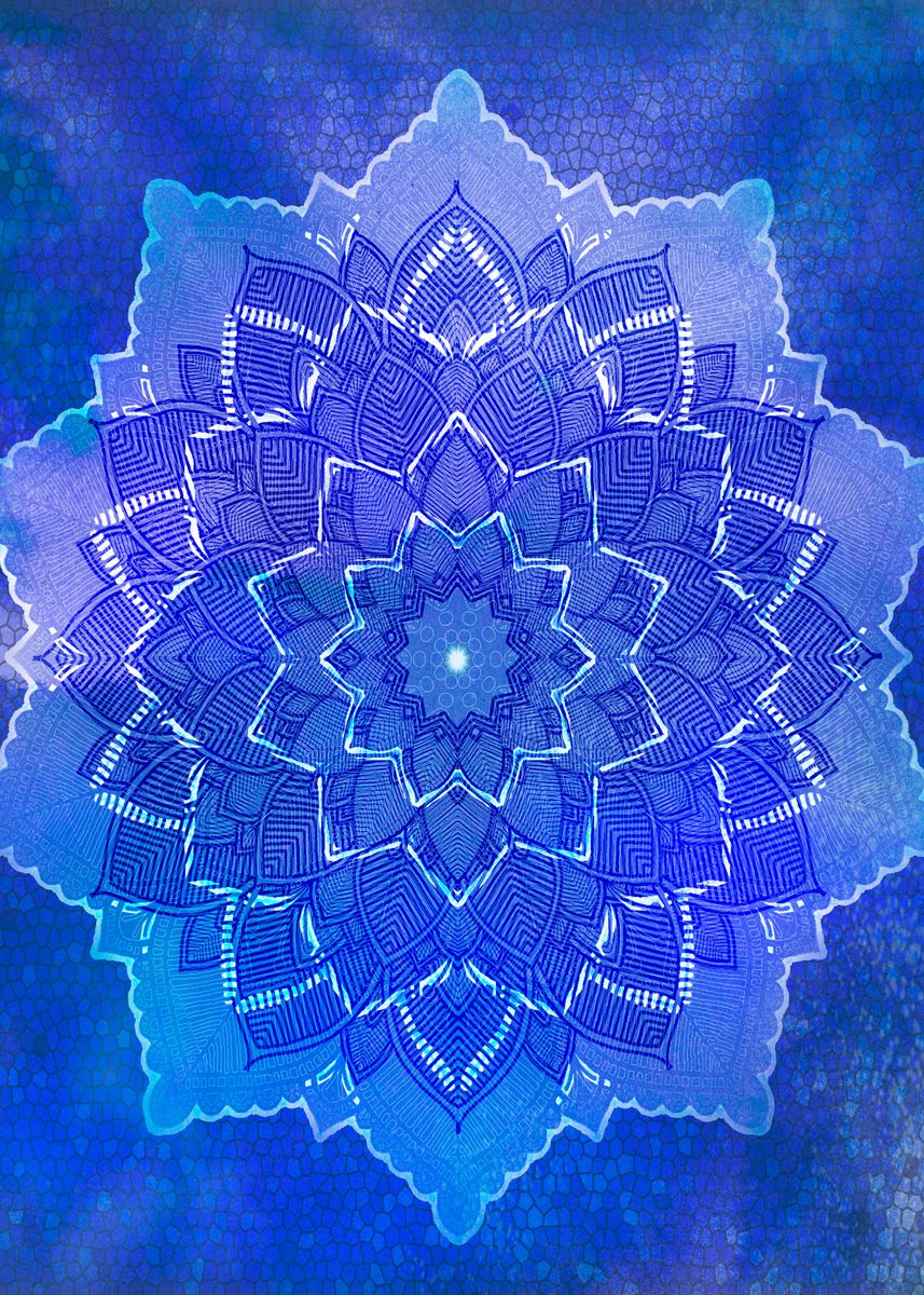 'Blue Mandala' Poster, picture, metal print, paint by MCAshe Art | Displate