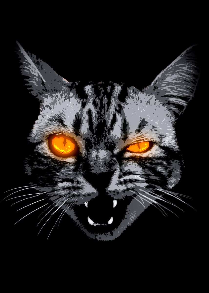 'Gray Cat' Poster, picture, metal print, paint by Astrolips | Displate