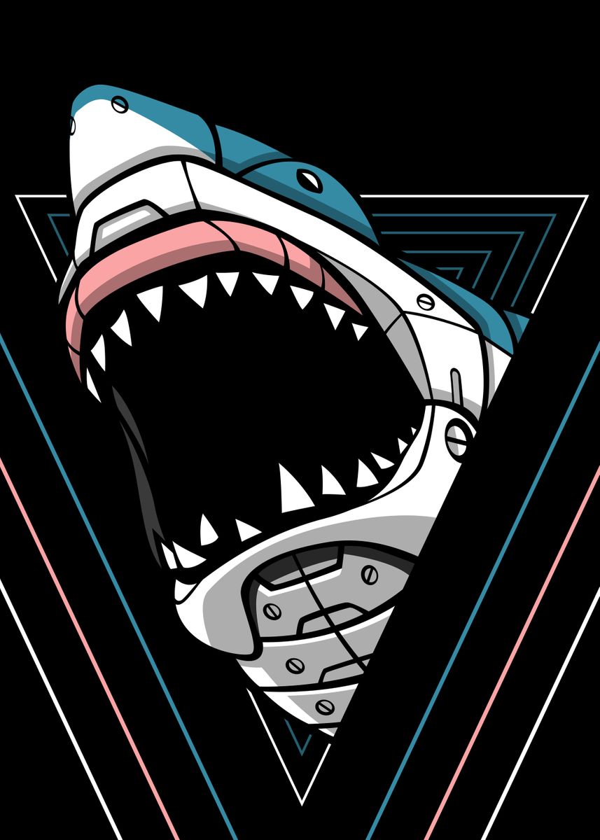 'Cyber Shark Punk' Poster, picture, metal print, paint by Alberto Perez ...