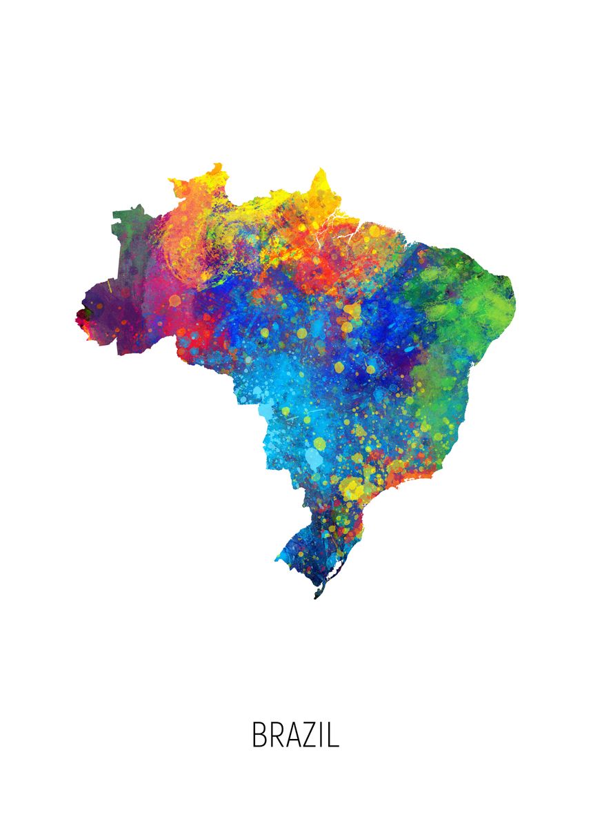 'Brazil Map' Poster, picture, metal print, paint by Michael Tompsett ...