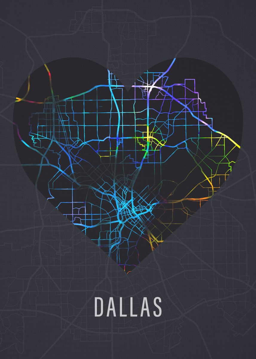 'Dallas Texas City Street ' Poster by Design Turnpike | Displate