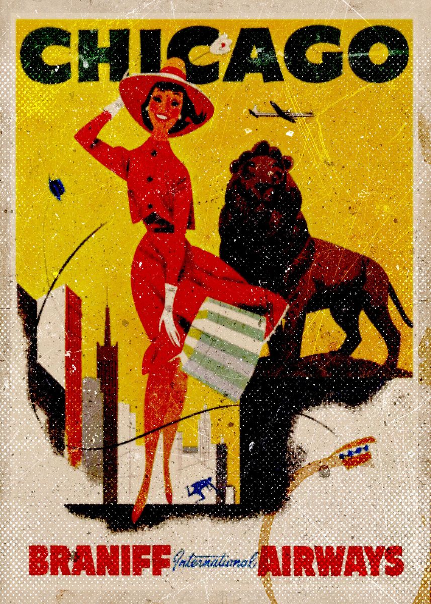 'Chicago Braniff Airways' Poster, picture, metal print, paint by The ...