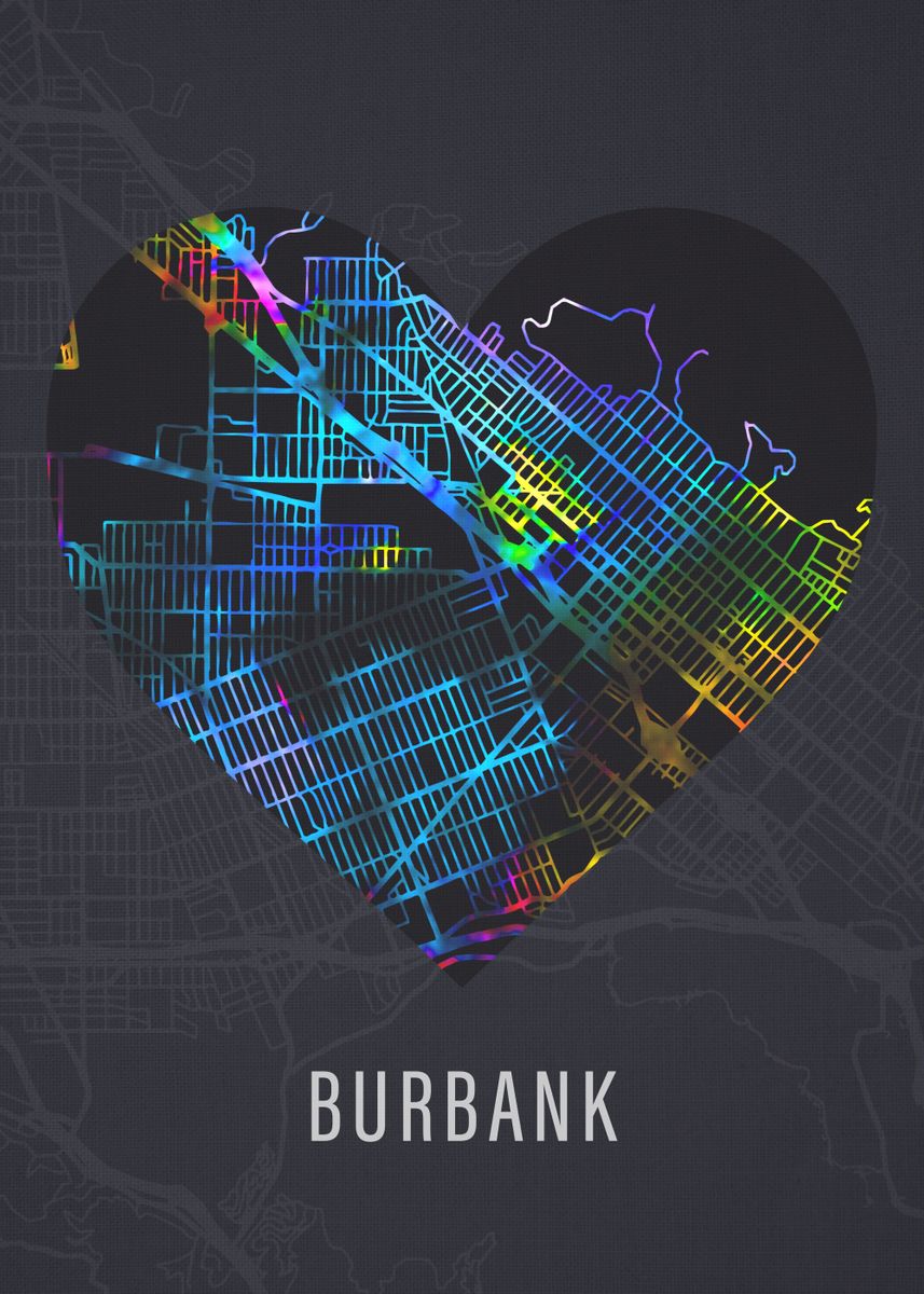 'Burbank California City' Poster, picture, metal print, paint by Design ...