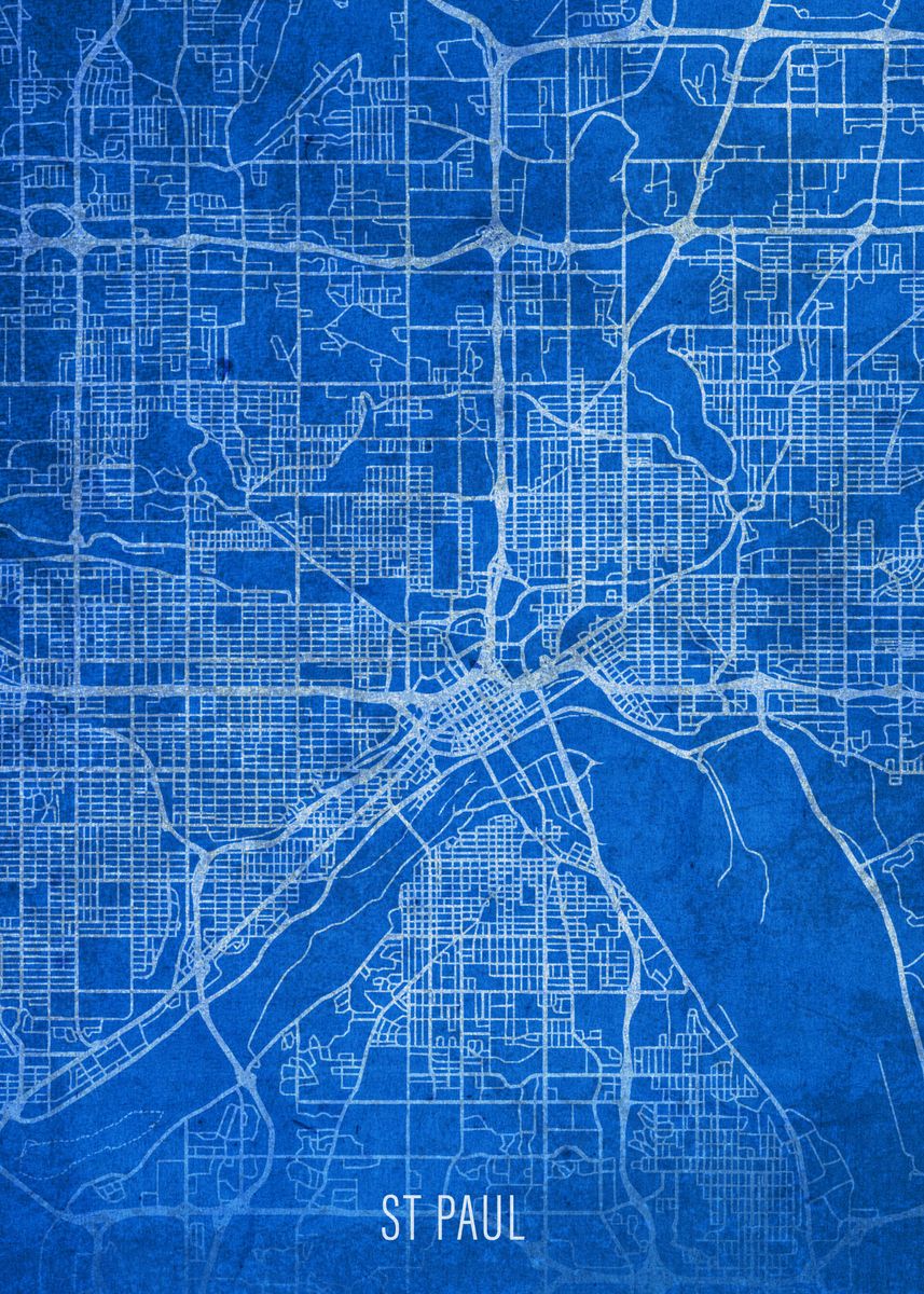 'St Paul Minnesota City Map' Poster, picture, metal print, paint by ...
