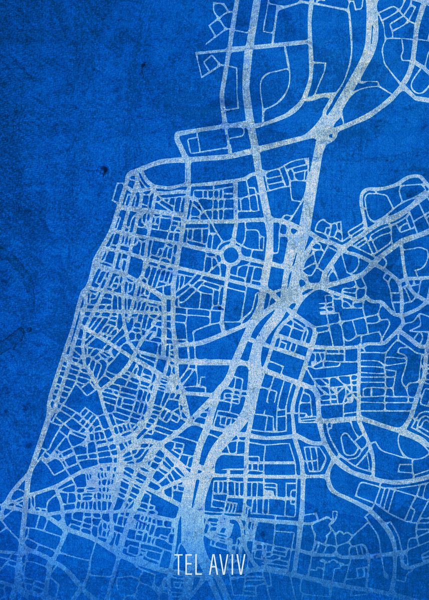 'Tel Aviv Israel City Map' Poster, picture, metal print, paint by ...