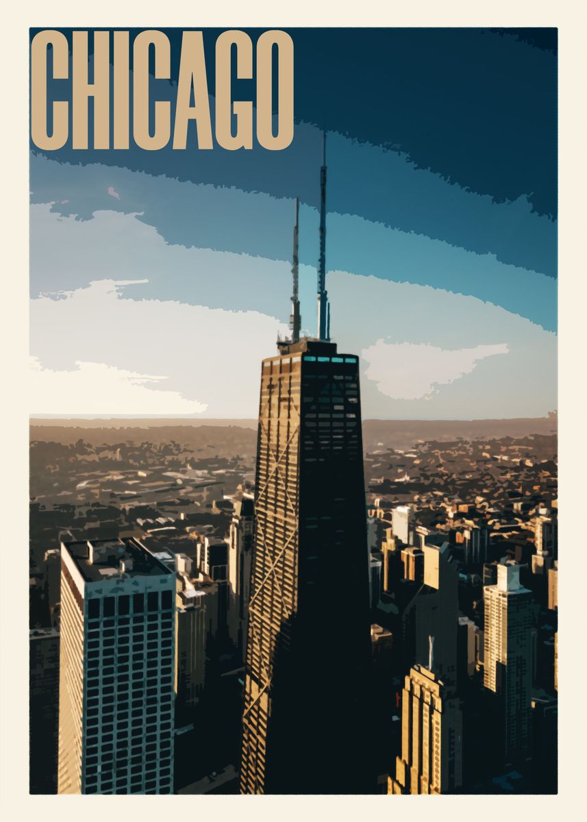 'Chicago Vintage Poster' Poster, picture, metal print, paint by ...