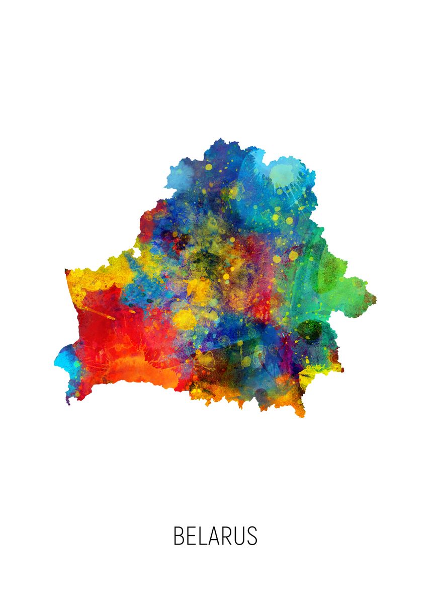 'Belarus Map' Poster, picture, metal print, paint by Michael Tompsett ...