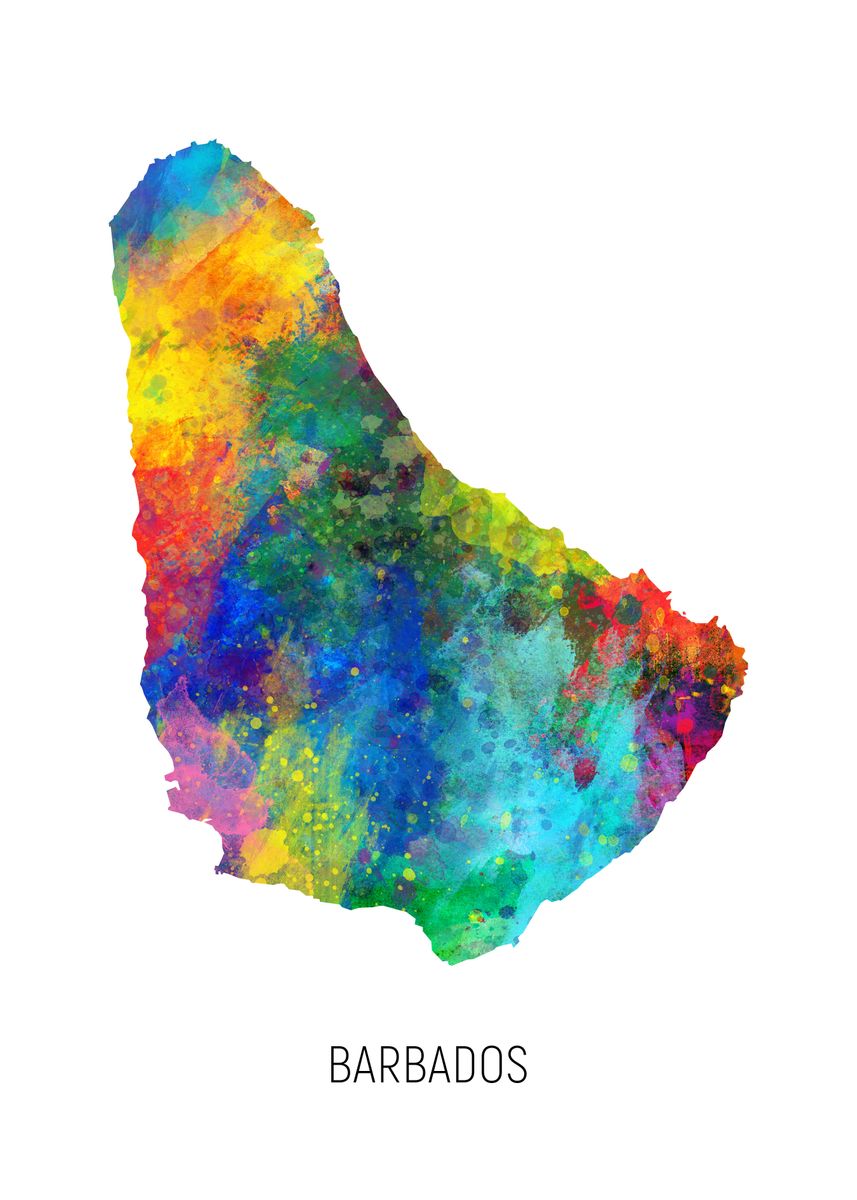 'Barbados Map' Poster, picture, metal print, paint by Michael Tompsett ...