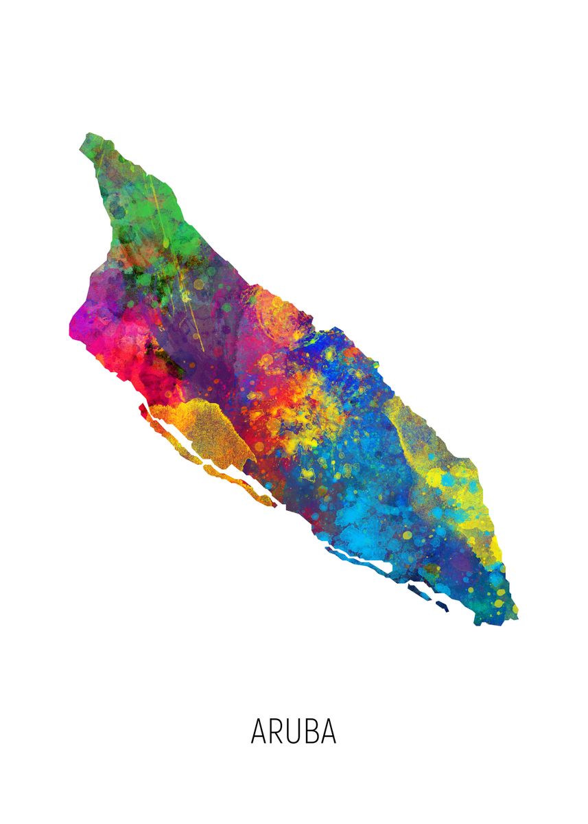 'Aruba Map' Poster by Michael Tompsett | Displate