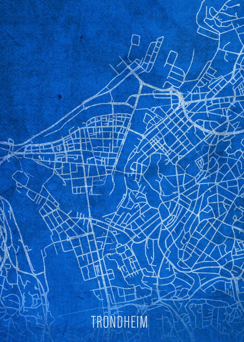 'Trondheim Norway City Map' Poster, picture, metal print, paint by ...