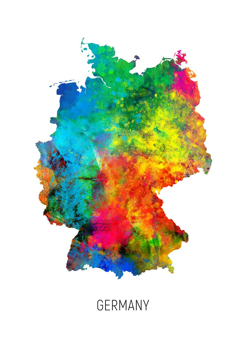 'Germany Map' Poster, picture, metal print, paint by Michael Tompsett ...