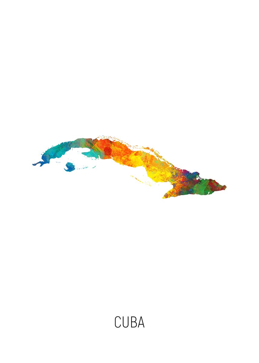 'Cuba Map' Poster, picture, metal print, paint by Michael Tompsett ...