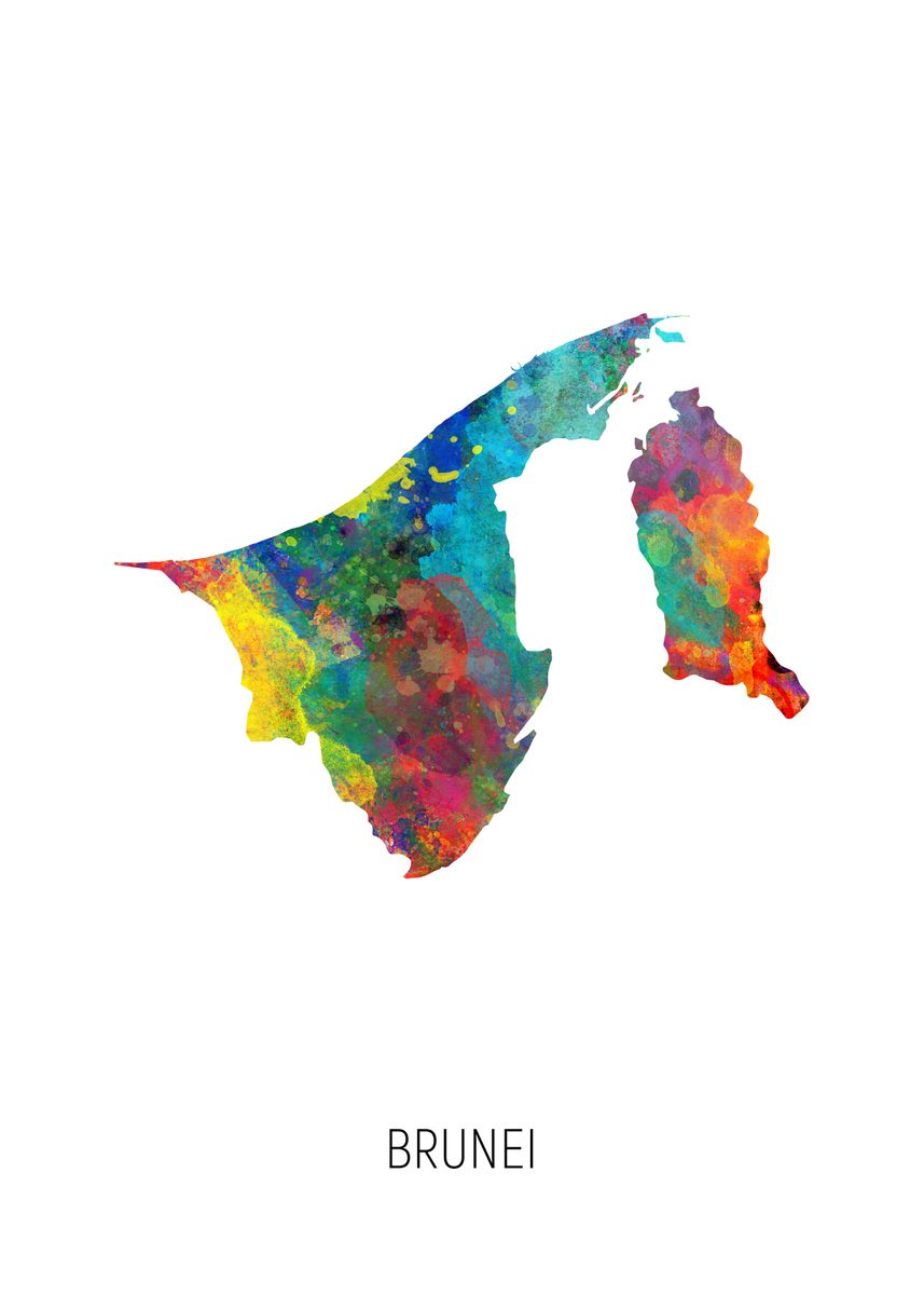 'Brunei Map' Poster by Michael Tompsett | Displate